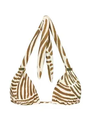 VIX PAULA HERMANNY Zebra-print Triangle Bikini Top - Neutrals