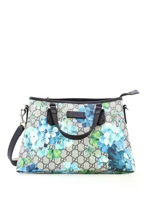 Gucci Blooms Print Gg Coated Canvas Convertible Tote Bag - Blue