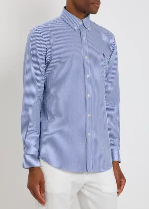 Polo Ralph Lauren Striped Stretch-cotton Shirt - Light Blue