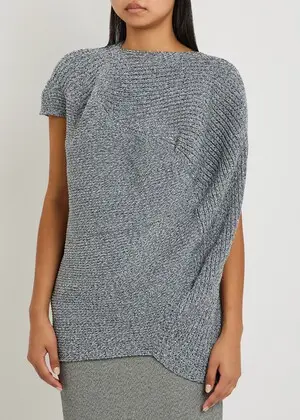 Issey Miyake Found Stone Asymmetric Ribbed-knit Top