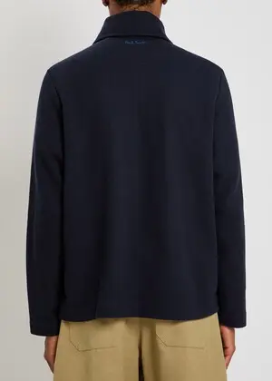 Paul Smith Half-zip Waffle Wool-blend Jumper - Navy