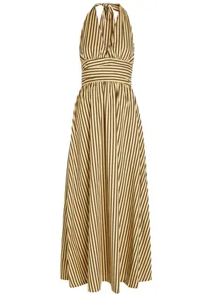 Faithfull The Brand Lido Striped Cotton Maxi Dress - Beige
