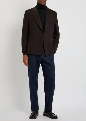Boglioli Herringbone Double-breasted Wool Blazer