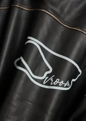 AN-Y1 Track Embroidered Leather Biker Jacket