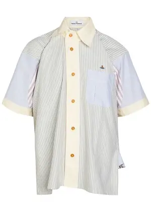 VIVIENNE WESTWOOD Logo-embroidered Asymmetric Striped Cotton Shirt - Stripe