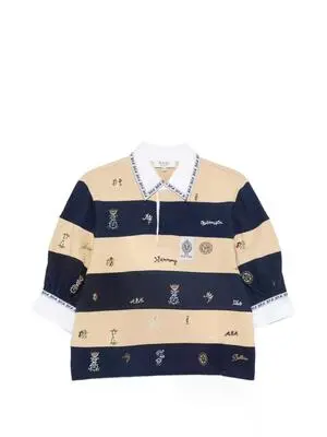 Sea Juliet Embroidered Striped Polo Shirt - Neutrals