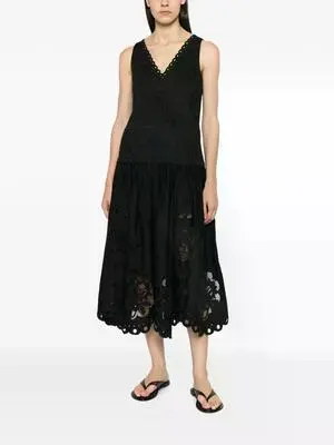 Sea Gardener Midi Dress - Black