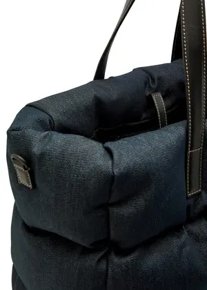 Moncler Padded Leather And Denim Tote