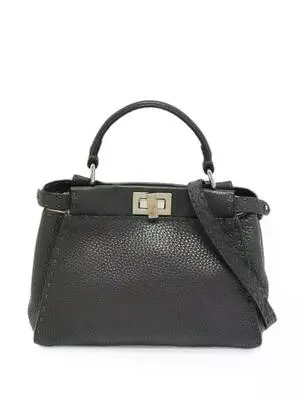 Fendi Mini Peekaboo Selleria Shoulder Bag - Black