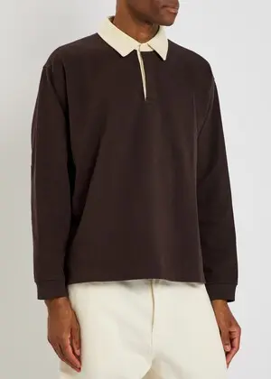 FRAME Contrasting Collar Cotton Polo Rugby Jumper
