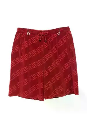 Fendi Zucca Logo Cotton Shorts - Red