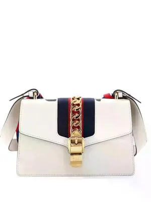 Gucci Sylvie Leather Small Shoulder Bag - White