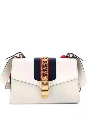 Gucci Sylvie Leather Small Shoulder Bag - White