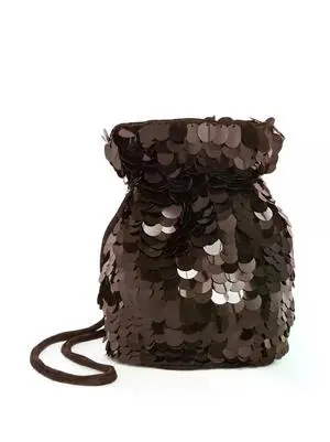 P.a.r.o.s.h Sequin Embellished Bucket Bag - Brown