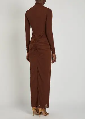 Ronny Kobo Scorpio Ruched Jersey Maxi Dress - Brown