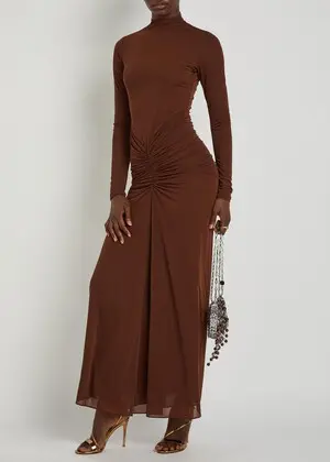 Ronny Kobo Scorpio Ruched Jersey Maxi Dress - Brown