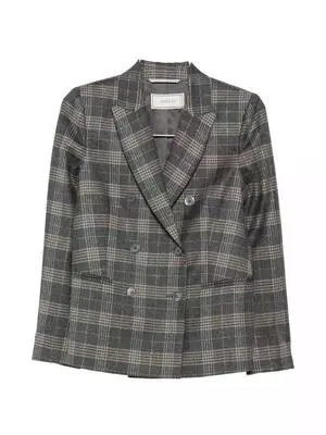Peserico Double-breasted Check-pattern Blazer - Grey