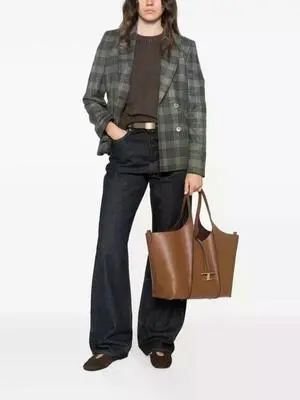 Peserico Double-breasted Check-pattern Blazer - Grey