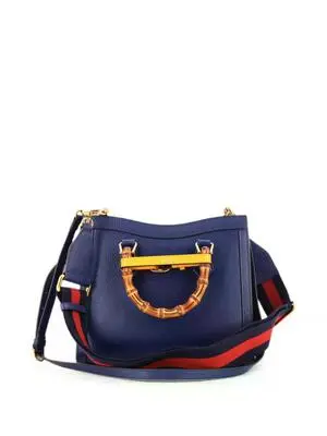Gucci Diana Nm Bamboo Handle Leather Small Tote Bag - Blue