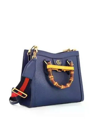Gucci Diana Nm Bamboo Handle Leather Small Tote Bag - Blue