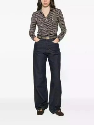 SIYU Geometric-print Long-sleeve Shirt - Blue