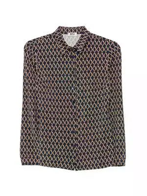 SIYU Geometric Print Long Sleeve Shirt - Blue
