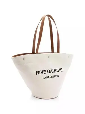 Saint Laurent Rive Gauche Trapezoid Tote Bag - Brown