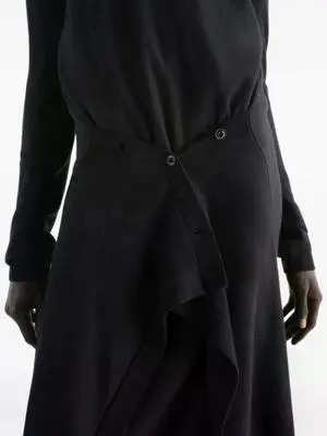 LEMAIRE Buttoned Merino Wool Blend Dress - Black