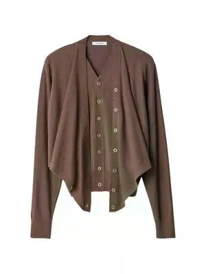 LEMAIRE Trompe-l’œil Cardigan In Merino Wool Blend - Brown