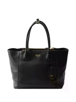 Prada Large Leather Tote Bag - Black