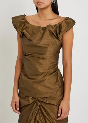 VIVIENNE WESTWOOD Ginnie Draped Cotton-blend Top - Bronze