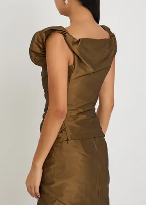 VIVIENNE WESTWOOD Ginnie Draped Cotton-blend Top - Bronze
