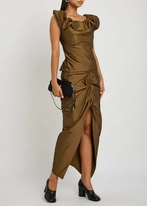 VIVIENNE WESTWOOD Ginnie Draped Cotton-blend Top - Bronze