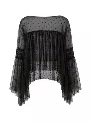 Alberta Ferretti Embroidered Star Sheer Blouse
