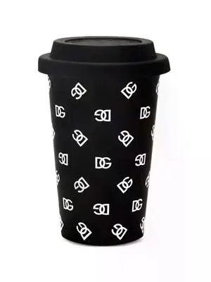 DOLCE & GABBANA CASA Logo-print Silicone-lid Mug - Black