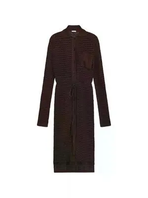 FERRAGAMO Knitted Shirt Dress - Brown