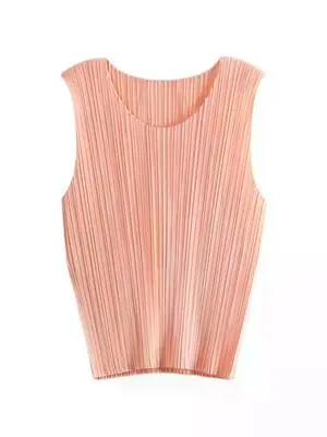 Issey Miyake Monthly Colors July Pleated Sleeveless Top - Orange