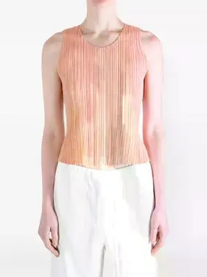 Issey Miyake Sleeveless Pleated Top - Orange