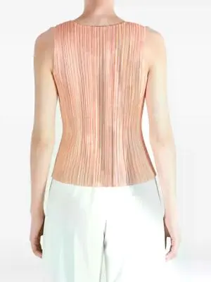 Issey Miyake Sleeveless Pleated Top - Orange