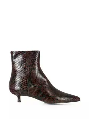 AeydĒ Snakeskin-effect Pointed-toe Ankle Boots - Red