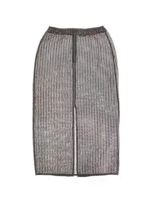 VENUJA Crystal-embellished Mesh Midi Skirt - Black