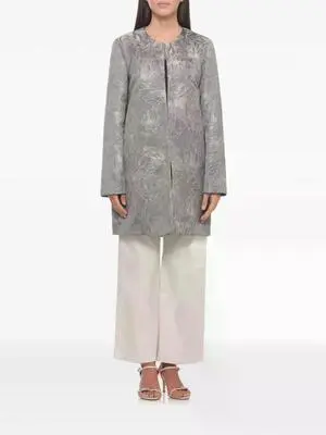 EMME Marella Floral-embroidered Round-neck Coat
