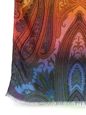 Etro Paisley-print Frayed Scarf - Red