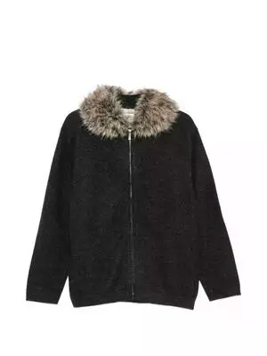 SEMICOUTURE Faux-fur Collar Zip-up Cardigan - Grey