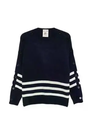 SEMICOUTURE Striped Crew Neck Sweater - Blue