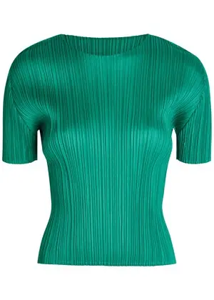 Issey Miyake Pleated Woven Top - Green