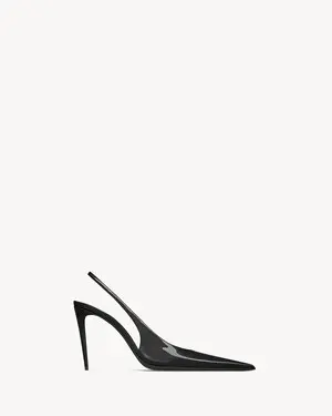 Saint Laurent Guermantes Slingback Pumps In Patent Leather - Black
