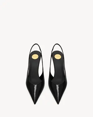 Saint Laurent Guermantes Slingback Pumps In Patent Leather - Black