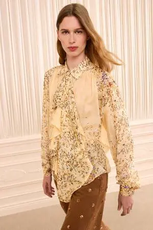 Ulla Johnson Gesture Long Sleeve Silk Blouse - Forsythia