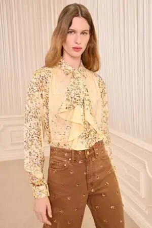 Ulla Johnson Gesture Long Sleeve Silk Blouse - Forsythia